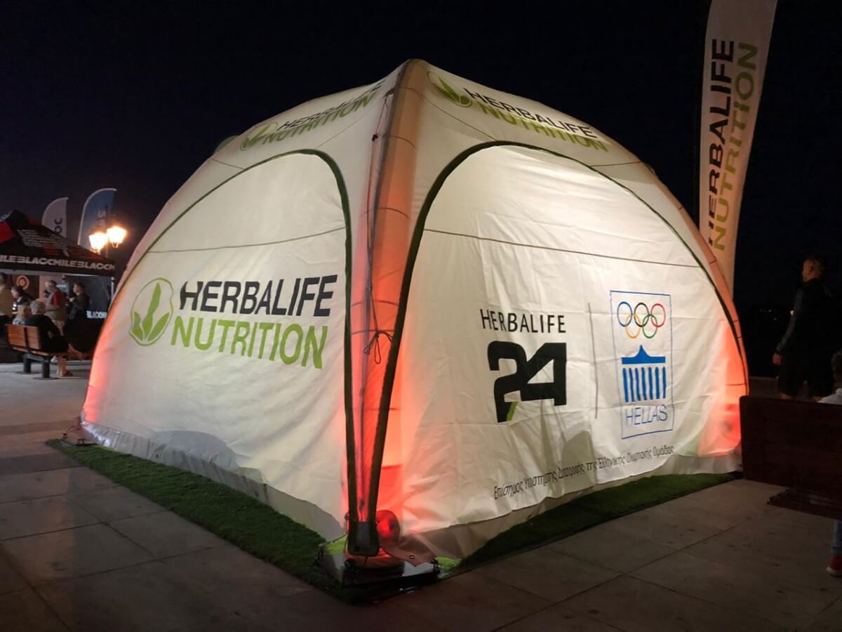 Inflatable tent with orange led lighting – Branding Park